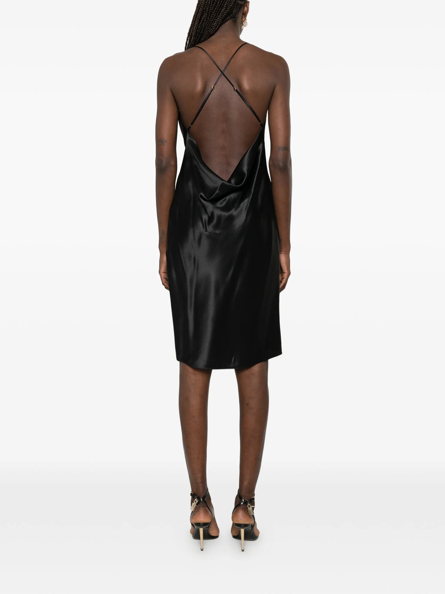 Платье Yves Saint Laurent Cowl-neck backless mini dress, размер 36, black/black — фото 1