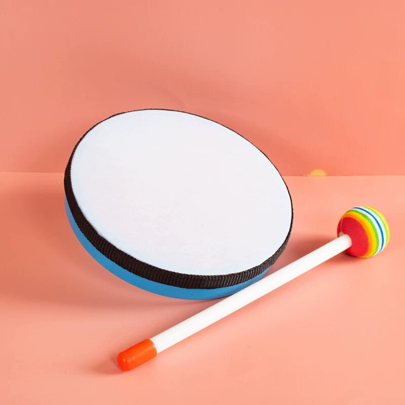 Музыкальный инструмент Lollipop Drum 8inch (орфовский), ручной барабан, ударный инструмент для детей, развивающая