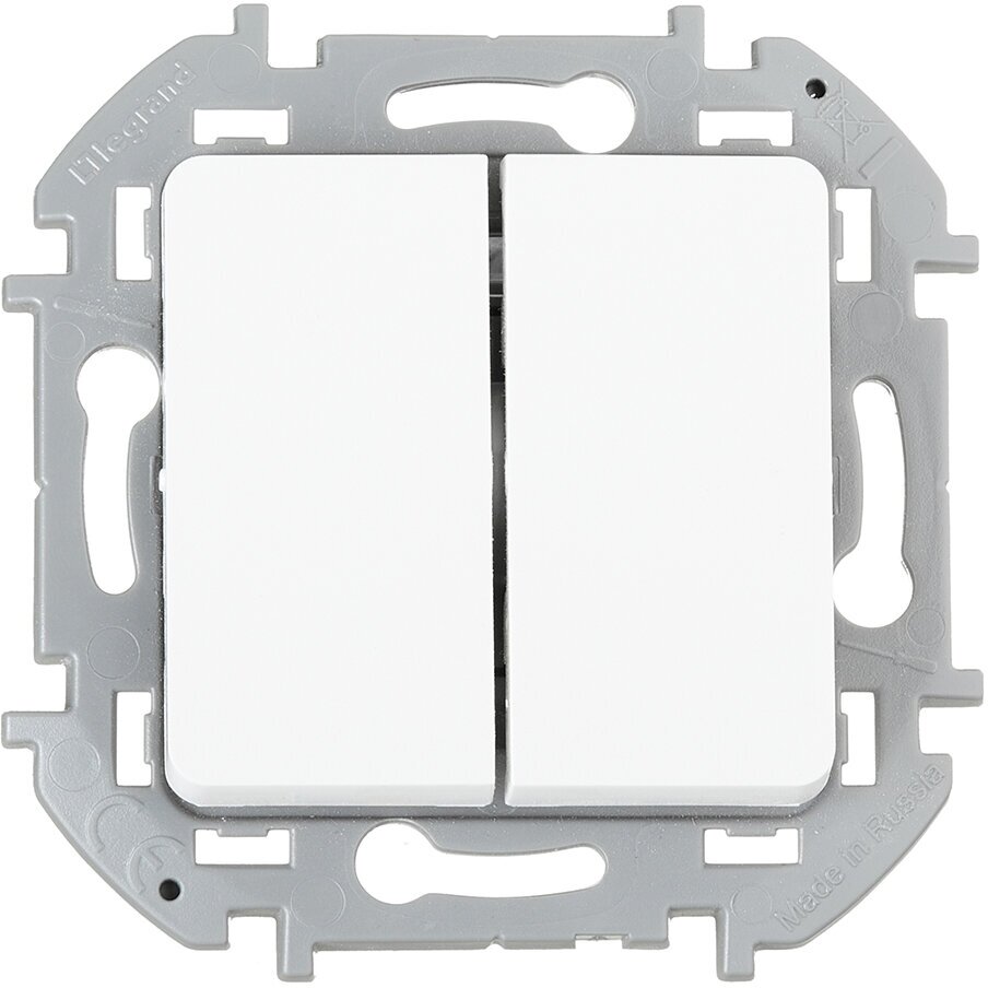 Выключатель Legrand Inspiria двухклавишный встраиваемый белый (673620)