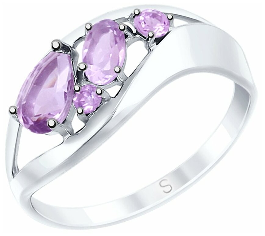 Кольцо, серебро, 925 проба, родирование, аметист