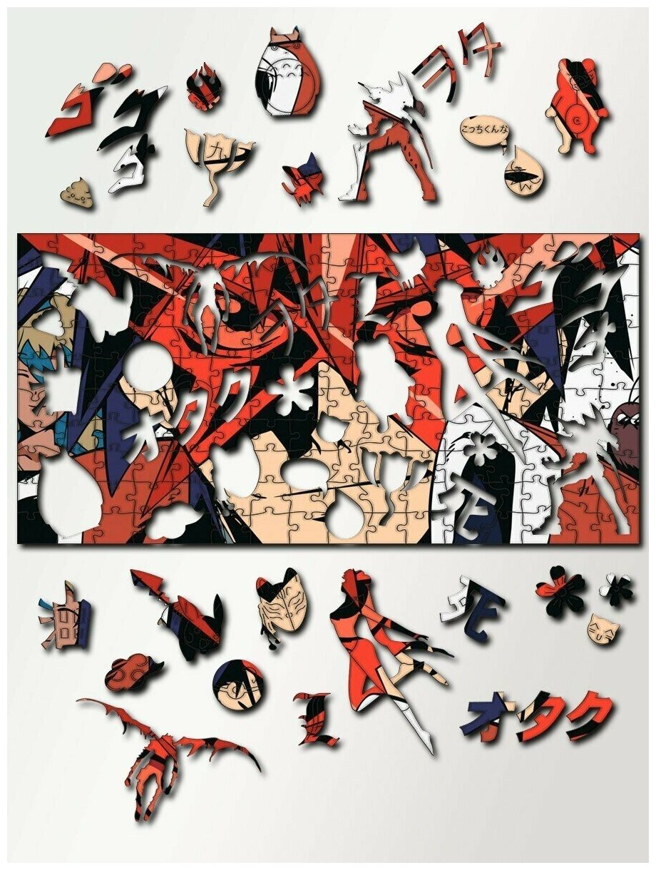 Пазл деревянный, головоломка, с фигурками, развивающий, большой из дерева 230 деталей 46х23 см Аниме Гуррен Лаганн Gurren Lagann - 340