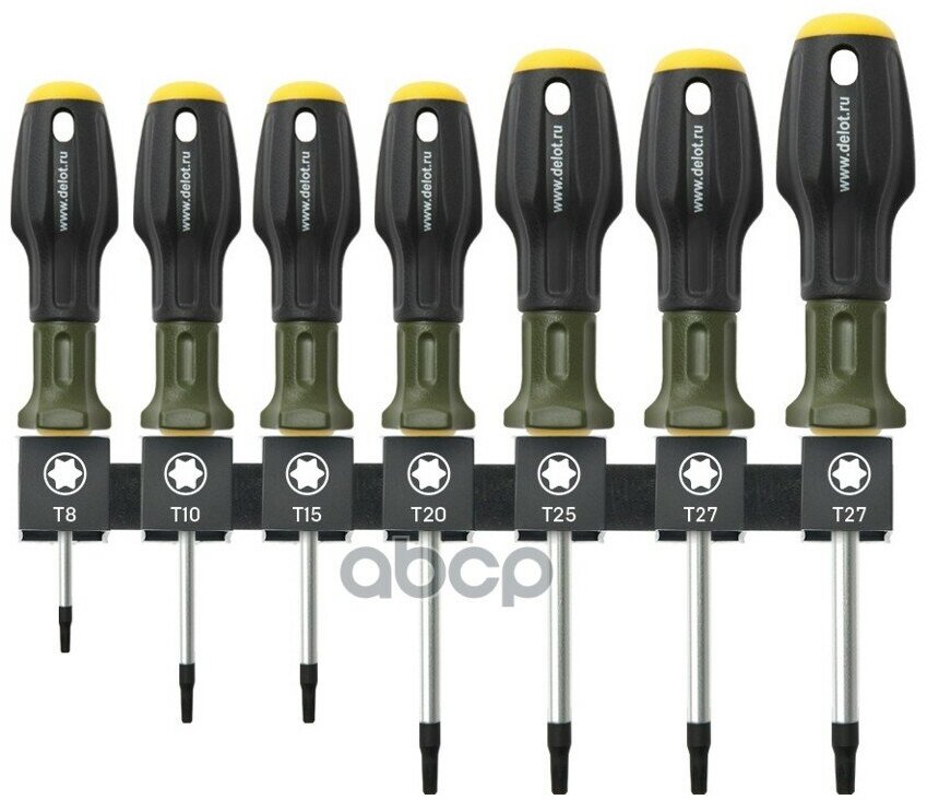 Набор отверток TORX 7 предметов T8х60, T10х80, T15х80, T20х100, T25х100, T27х100, T30х100 Дело Техники арт. 726317 - высокое