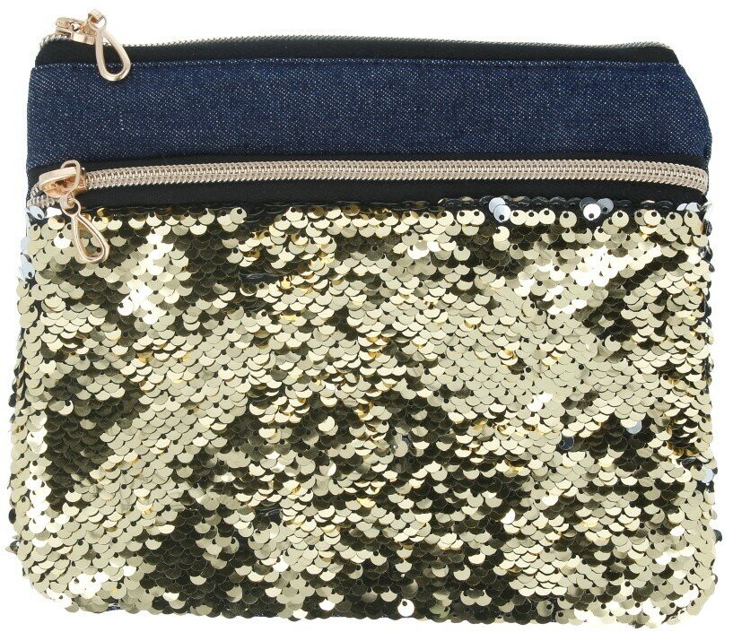 Centrum Пенал-косметичка хамелеон с 2 молниями и пайетками 22 x 16 см для косметики