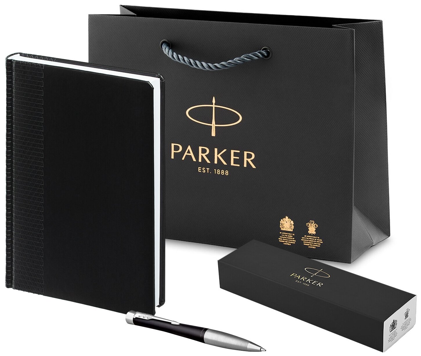 Подарочный набор: ручка Parker Urban (матовый черный лак) Muted Black СT и ежедневник. Бизнес подарок.