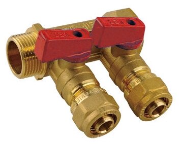 Коллектор с шаровыми кранами 2 выхода 3/4" х 16 "ViEiR"