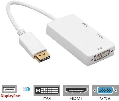 Видео адаптер DP-DVI-HDMI-VGA Orient C309W DisplayPort - кабель 0.2м белый