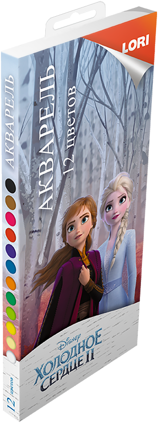 LORI Акварель Холодное сердце-2 12 цветов без кисточки Disney Акпд-002 с 3 лет