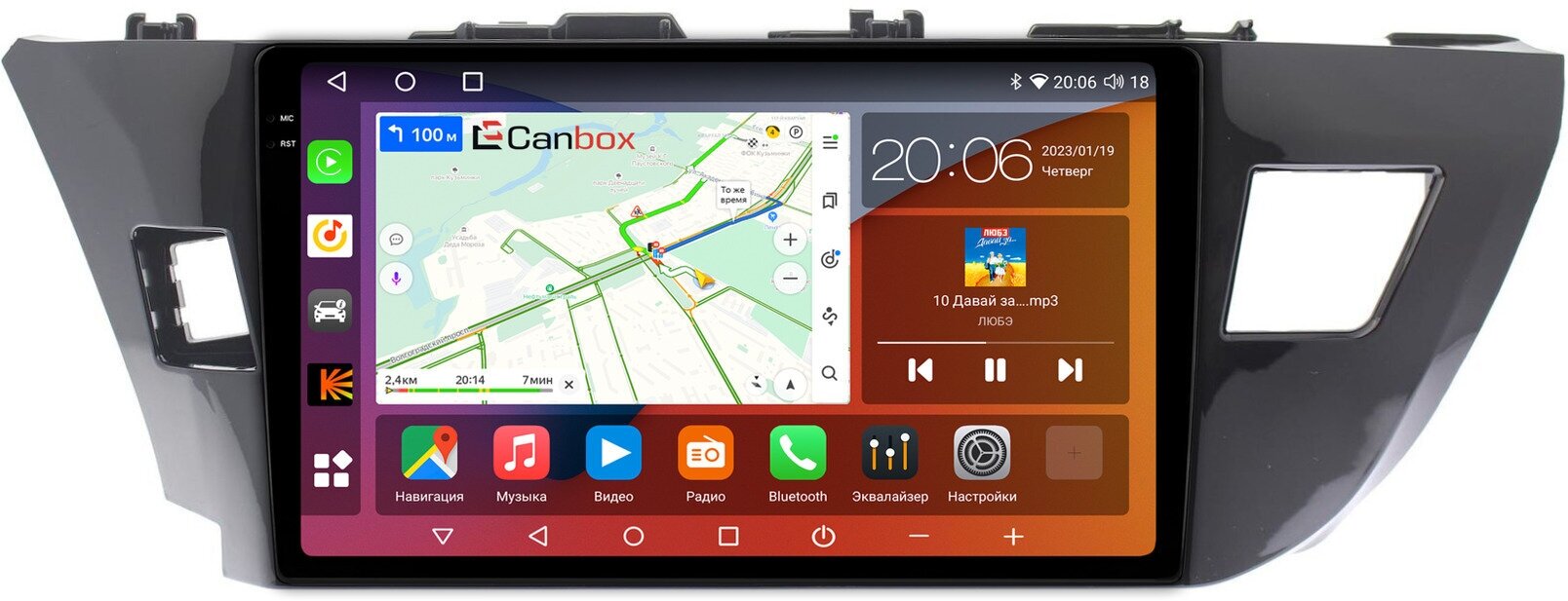Штатная магнитола Toyota Corolla (E160, E170) 2012-2016 Canbox Logic-i3 2K 5724-1026 Android 11 (4G-SIM, 4/64, DSP, 360, QLed) (авто с камерой)