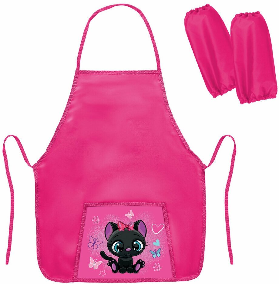 Накидка фартук с нарукавниками для труда пифагор, 1 карман, 46x54 см, "Black kitten", 270922, 270922