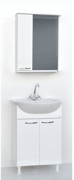 Комплект мебели для ванной комнаты «Гармония 55»: тумба с раковиной, зеркало - шкаф, цвет белый