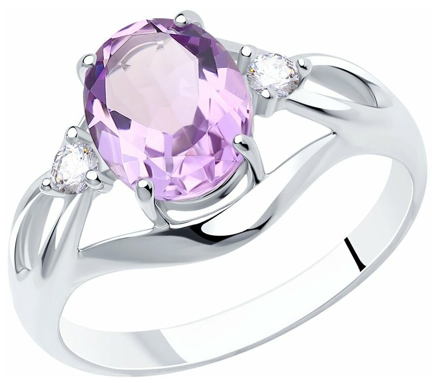 Кольцо, серебро, 925 проба, родирование, аметист