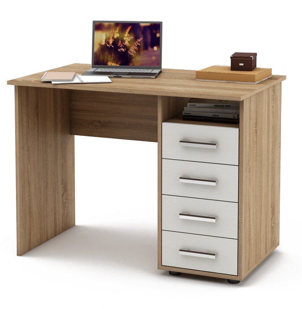 Стол письменный, стол компьютерный Остин (Ливерпуль) 3 дуб сонома/белое дерево