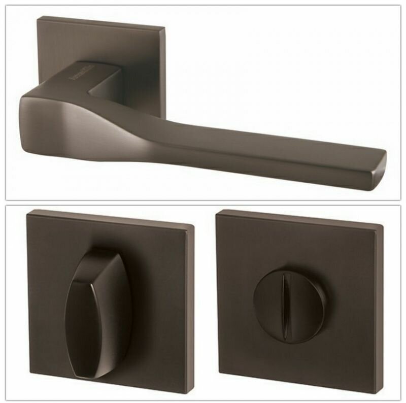 Ручка дверная межкомнатная Armadillo GRAND_USS BPVD-77_W, вороненый никель (ручка + завертка WC)