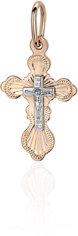 Крестик, комбинированное золото, 585 проба