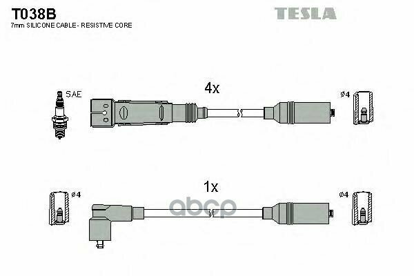 К-кт проводов! Audi 80 1.3-2.0i 78-96 TESLA арт. T038B