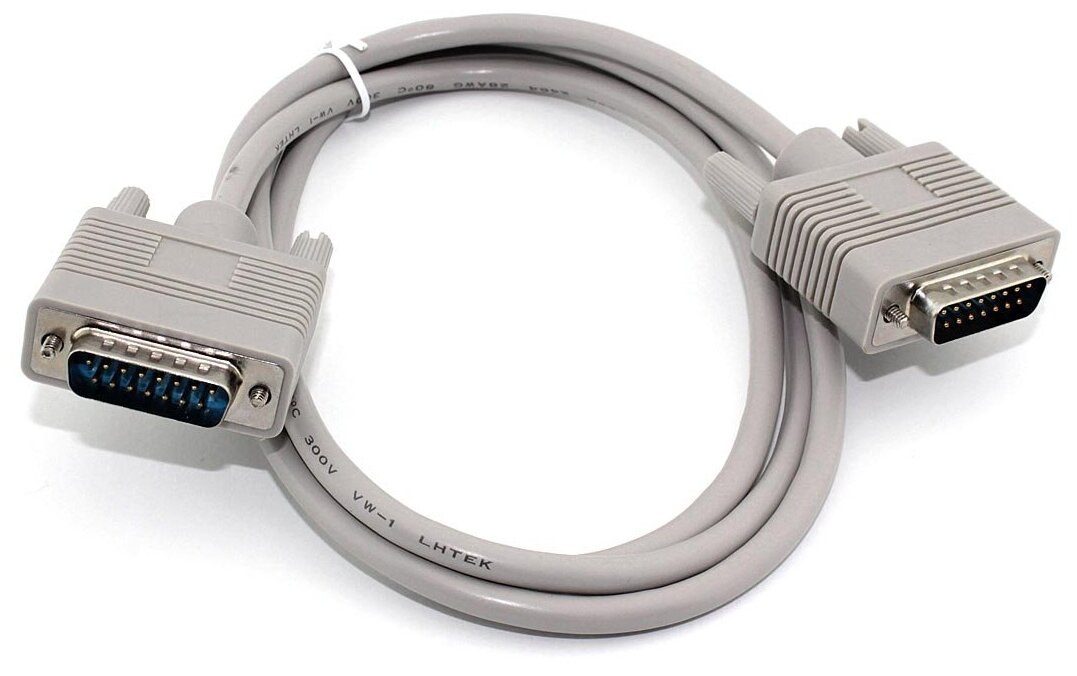 Кабель с разъёмами DB15 папа-папа, длина 1,5 м, серый, 1 шт.