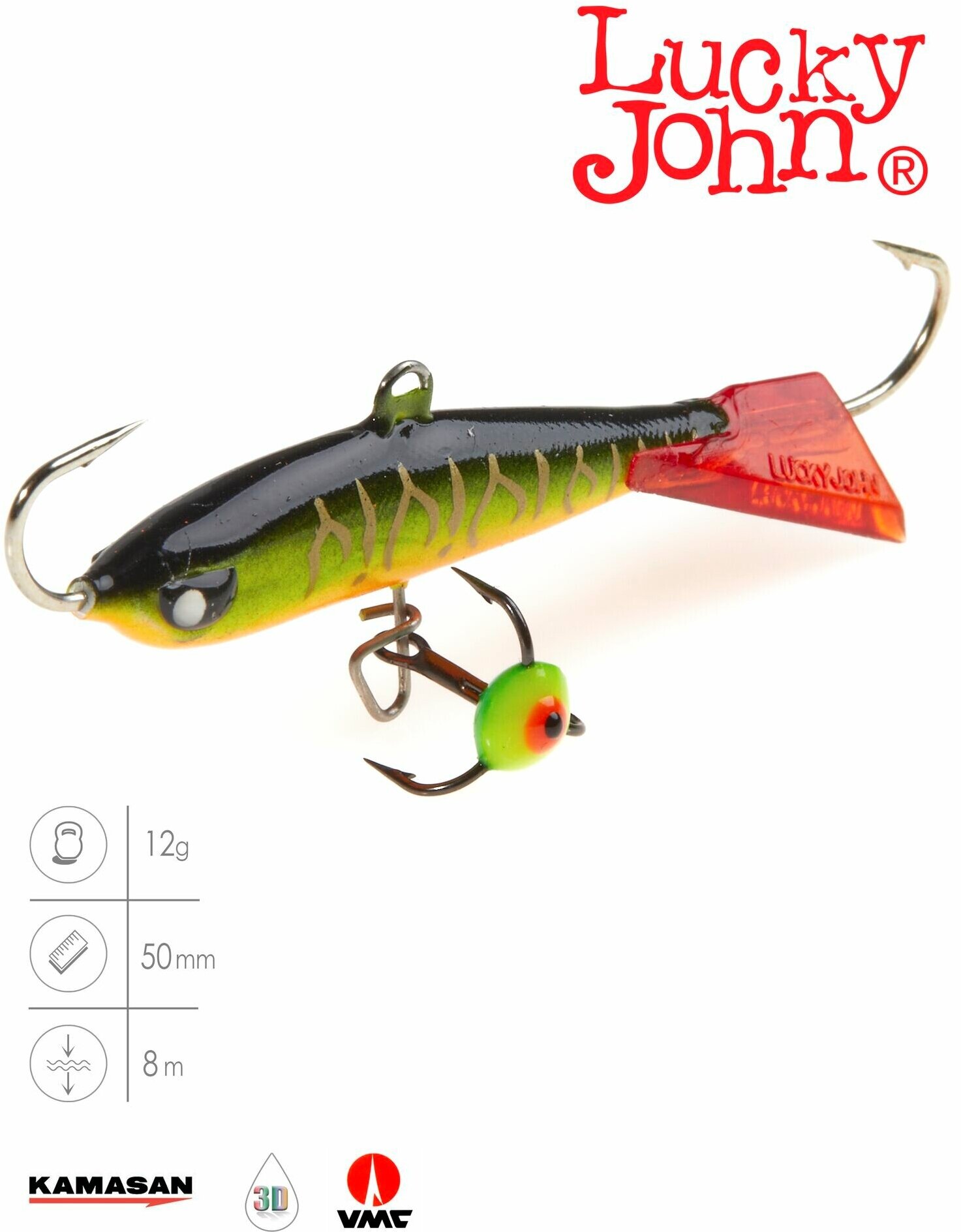 Балансир Lucky John NORDIC 4, размер 40мм, 12 грамм, цвет 301RT (в упаковке с тройником)