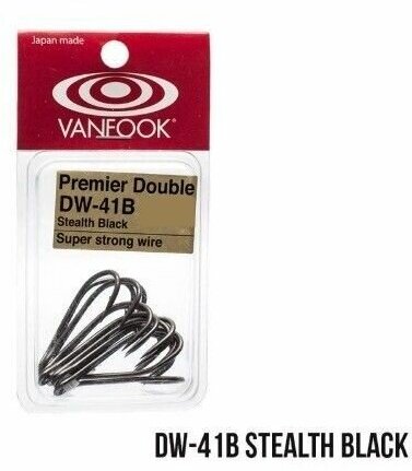 Крючки Vanfook двойные DW-41B Stealth Black #1/0 (8шт)