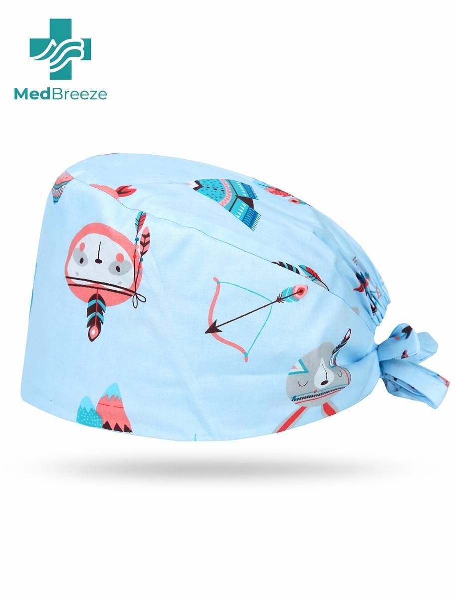 Медицинский колпак MedBreeze с принтом, шапочка медицинская женская и мужская 100% хлопок