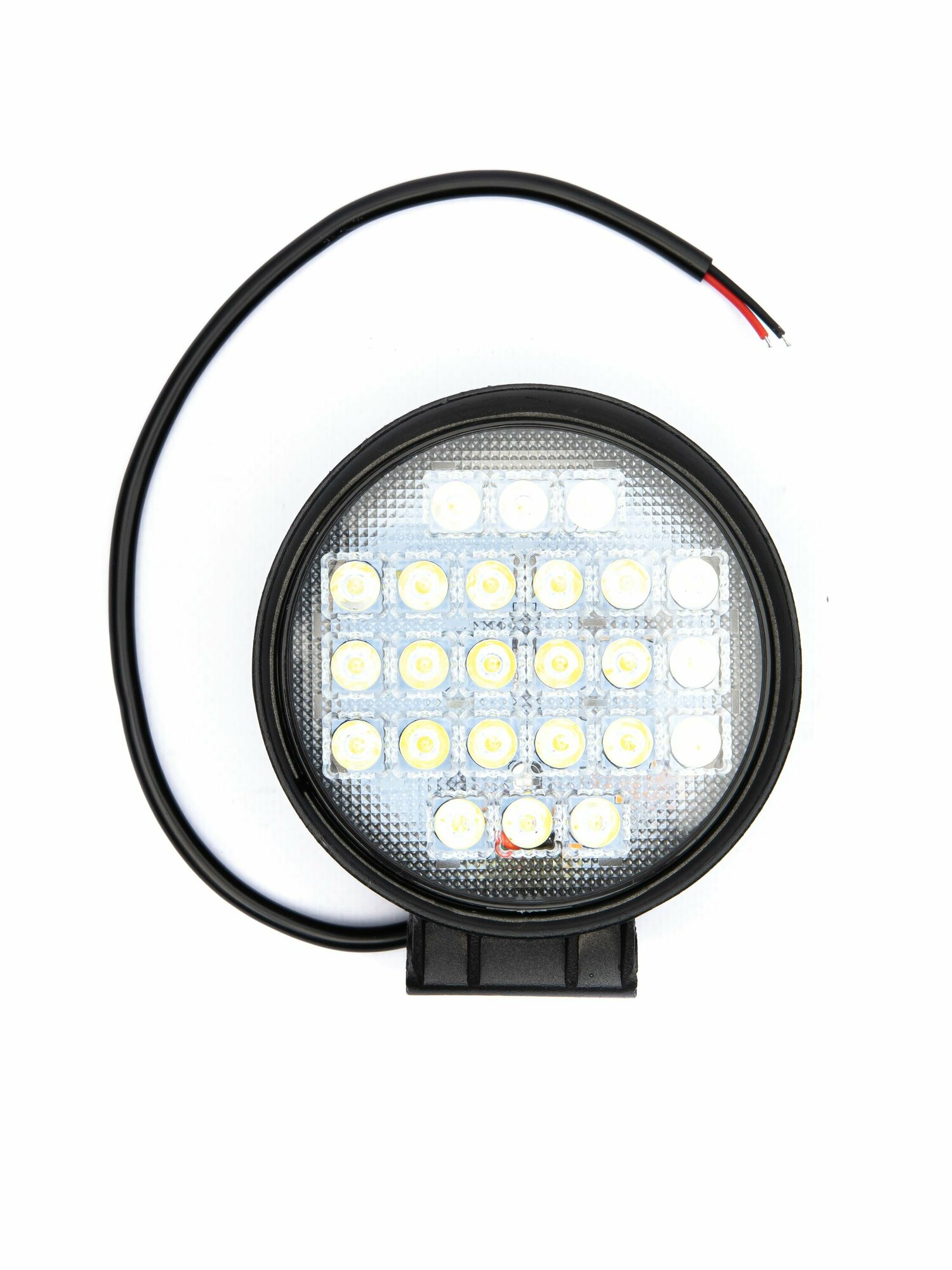Фара светодиодная дополнительная круглая 12/24В направленный свет, 24 диода, 72 Вт, крепление по центру (115*65*142)