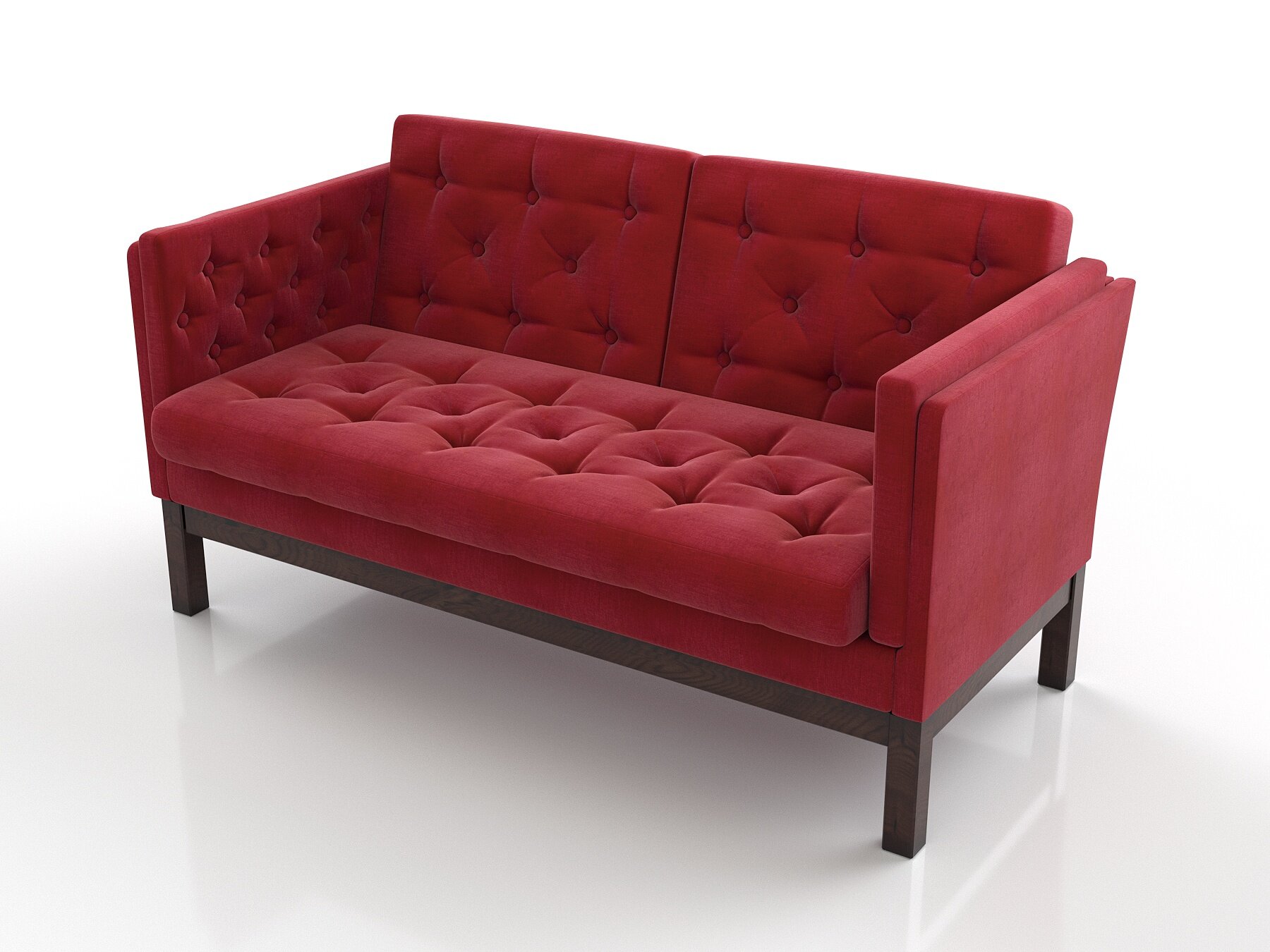 Мини диван Arsko Айверс-М красный, велюр, двухместный, для кухни, в офис, в салон красоты, скандинавский лофт, прямой