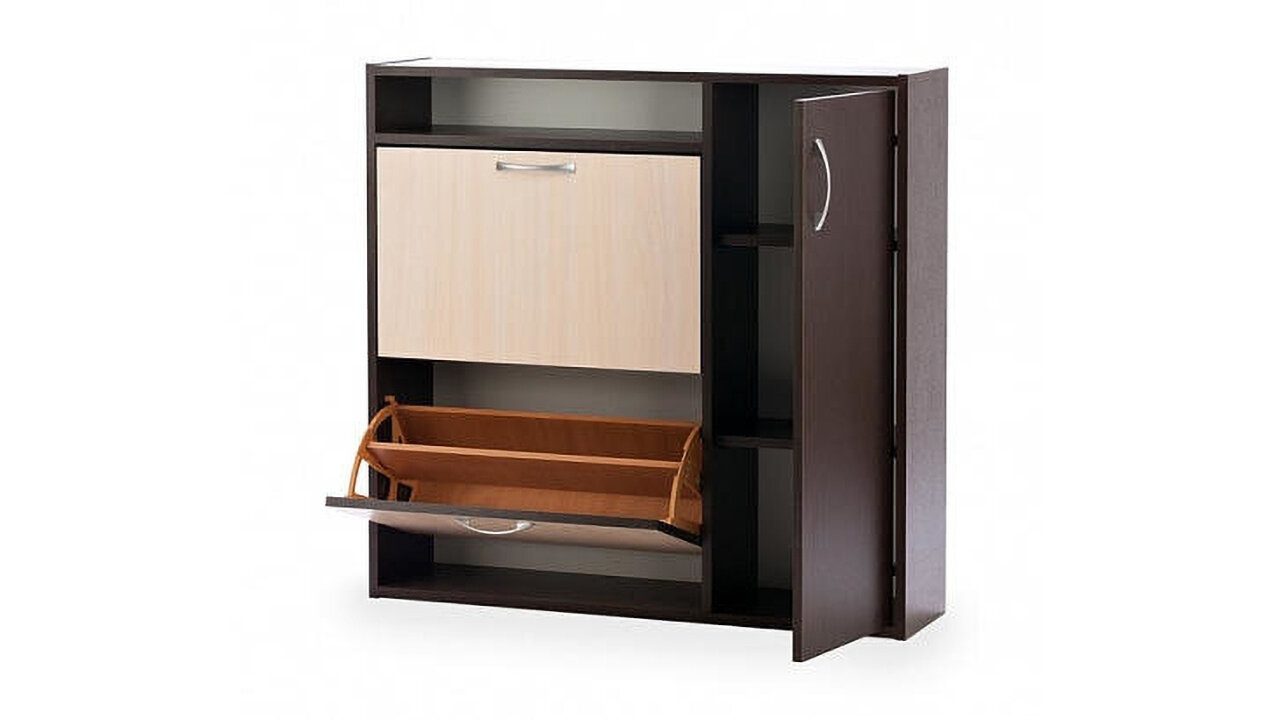 Обувница Шет Дуб Молочный 8622/ Венге Цаво 3354 NOW 92x23x88 см, коричневый Дом мебели для вас