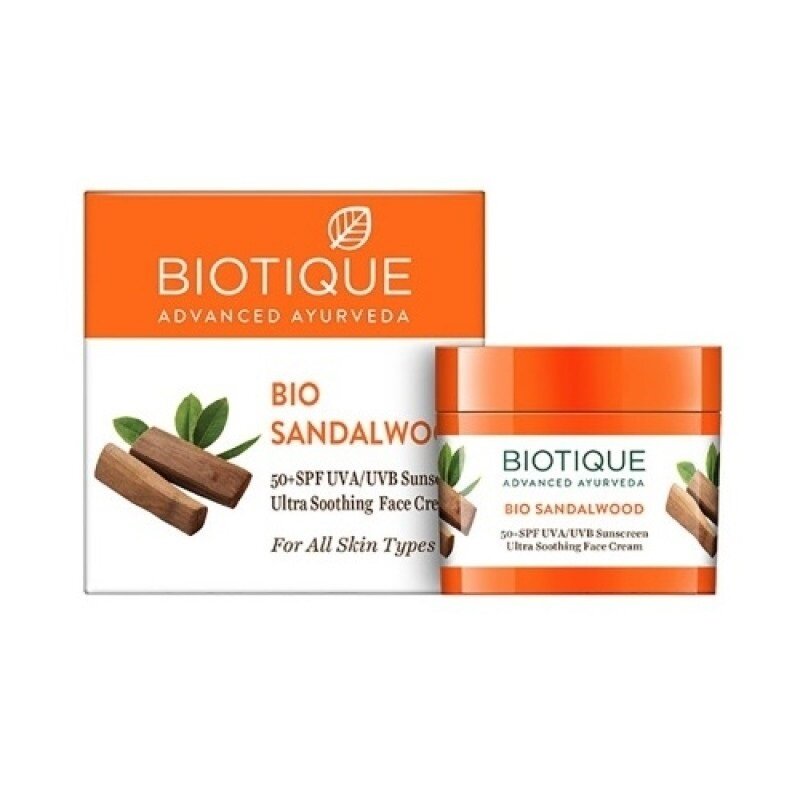Солнцезащитный крем для лица с сандалом Bio Sandalwood 50+ SPF Uva Biotique 50 г