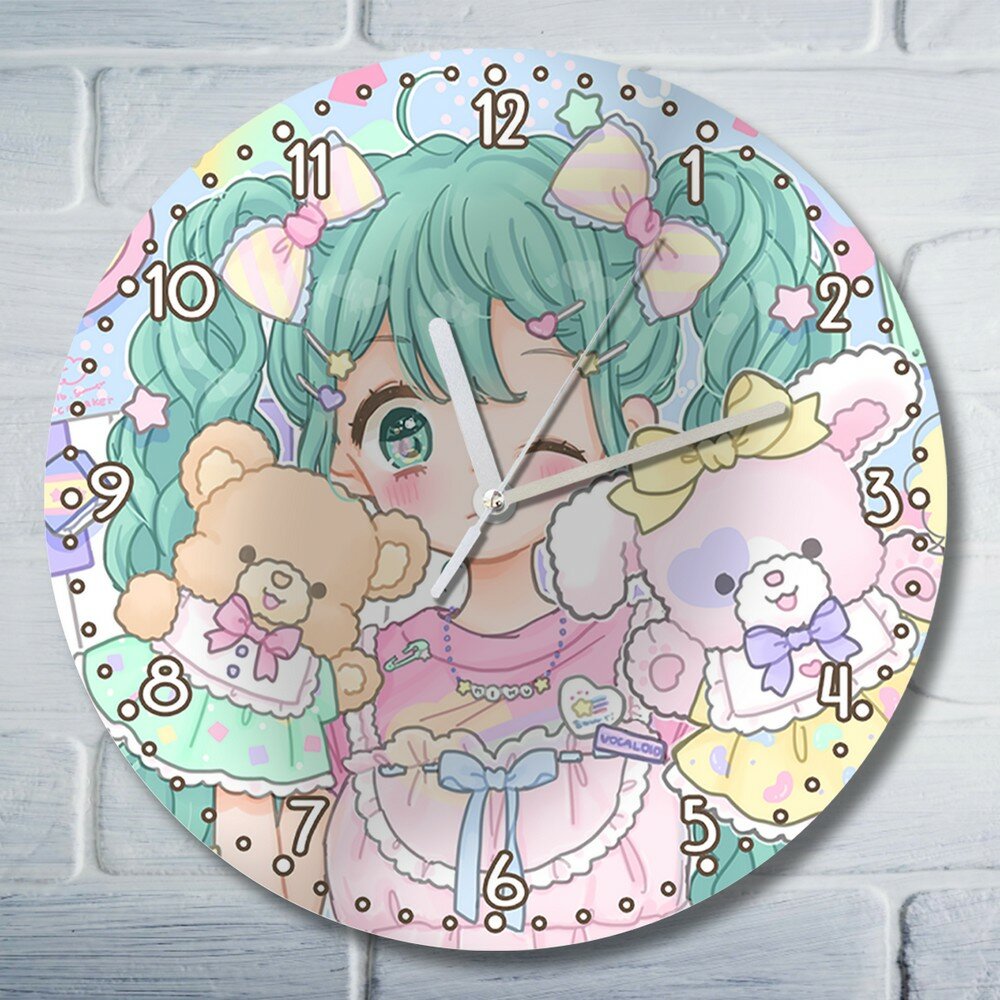 Настенные часы УФ "аниме мику хацунэ (вокалоид, синаморолл, девушка) - 10072"