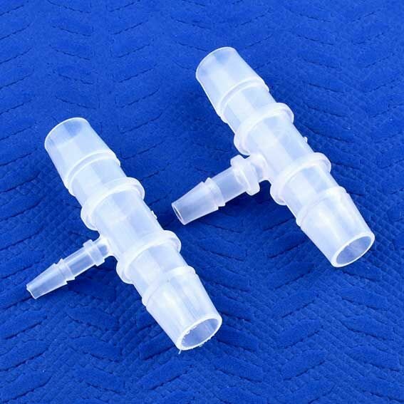 Тройник ПВХ 16мм-10мм-16мм T-образный 2шт для шлангов 16мм/10мм