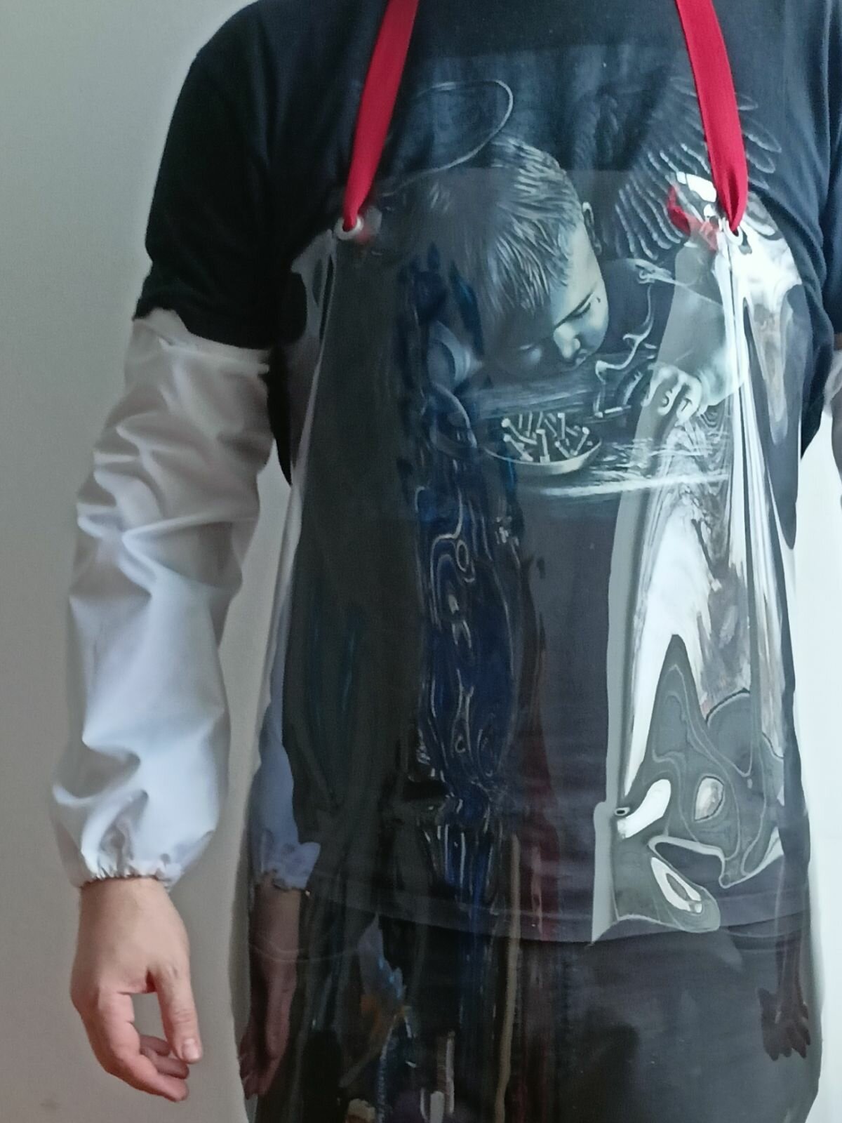 Фартук рабочий прозрачный ПВХ, размер 110х90, с белыми нарукавниками