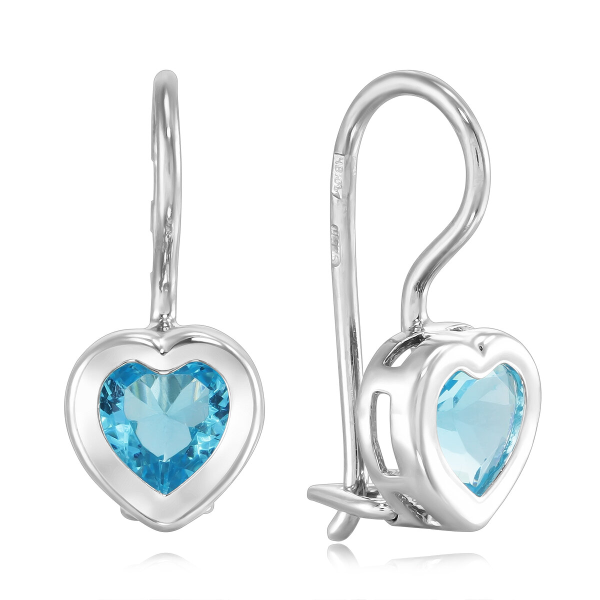 Серьги, серебро, 925 проба, родирование, фианит