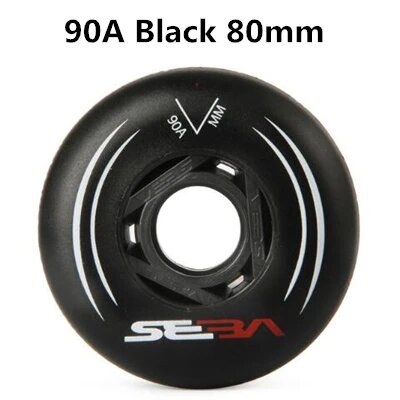 Колеса для роликов SEBA HV 80/76/72 мм 4 шт, 85A Черный, 90A Black 80mm