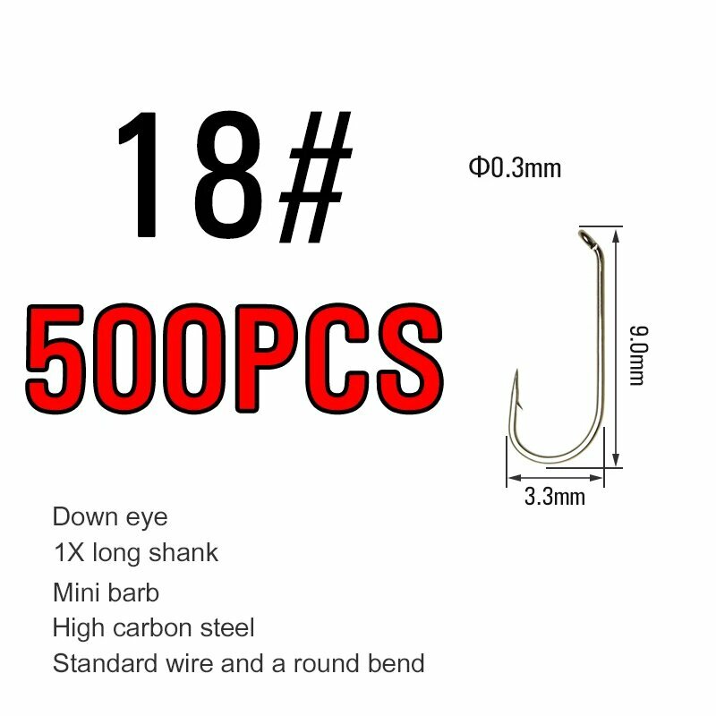 ICERIO рыболовные крючки из высокоуглеродистой стали 500/1000 шт. 500pcs Size 18