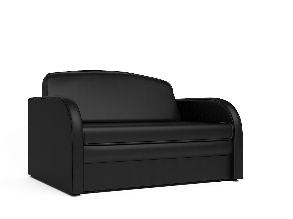 Прямой диван Кармен Черный Экокожа, выкатной, 132х80х92 см, с ящиком для белья