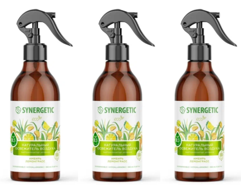 Освежитель воздуха Synergetic Имбирь и лемонграсс, 380 мл, 3 шт