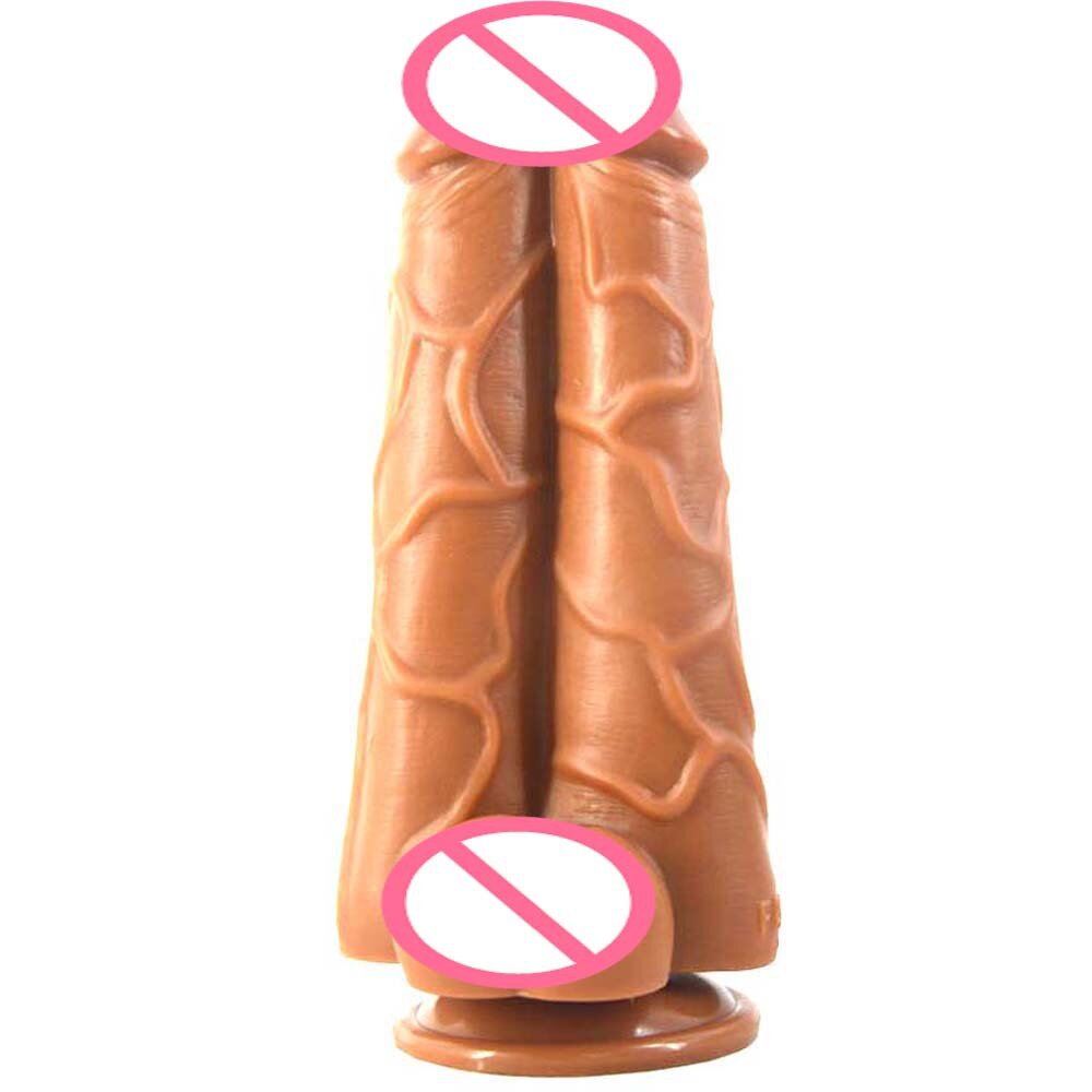 Двойной фаллоимитатор с мошонкой