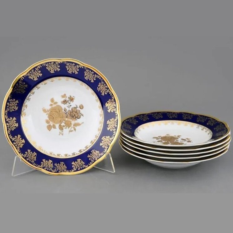 Набор из 6 тарелок Leander Mary-Anne Kobalt + Zlatá Růže 03160213-0431