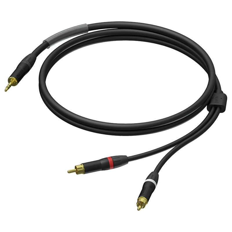 Procab PRA711/1.5- Аудиокабель miniJack 3,5 мм стерео (вилка) – 2х RCA (вилка), гибкий, UltraFlex™
