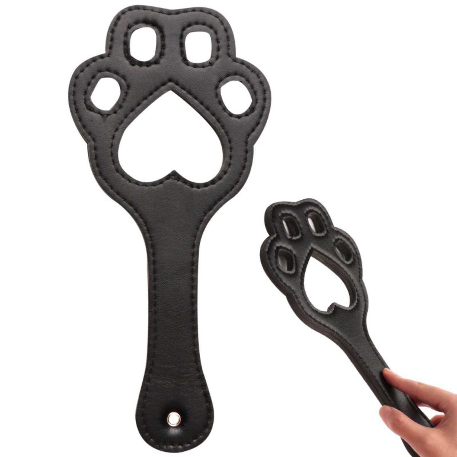 Спанк - шлепалка кожаный "Лапка", 27×12.5 см, Оки-Чпоки, черный