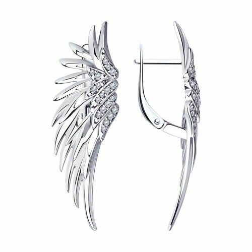 Серьги, серебро, 925 проба, родирование, фианит