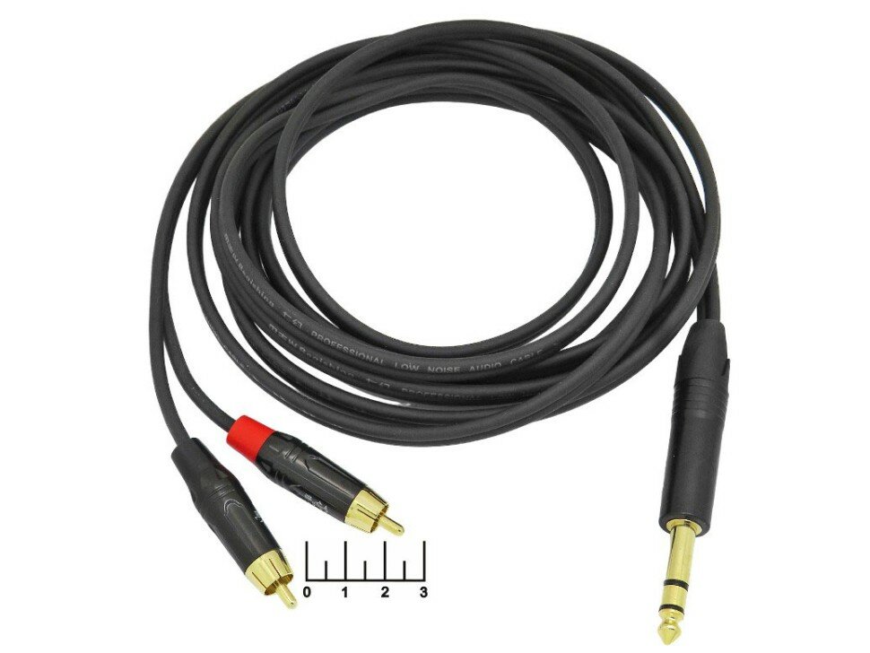 Шнур AUD 6.3-2RCA стерео 3м gold металл