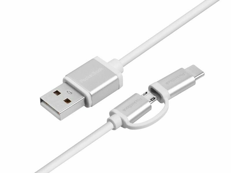 Кабель PocketBook USB - USB Type-C - microUSB White — фото 1