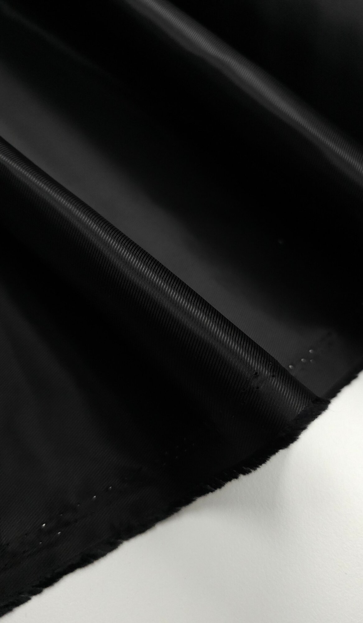 Ткань подкладочная чёрная в рубчик, вискоза-пэ, 1 метр