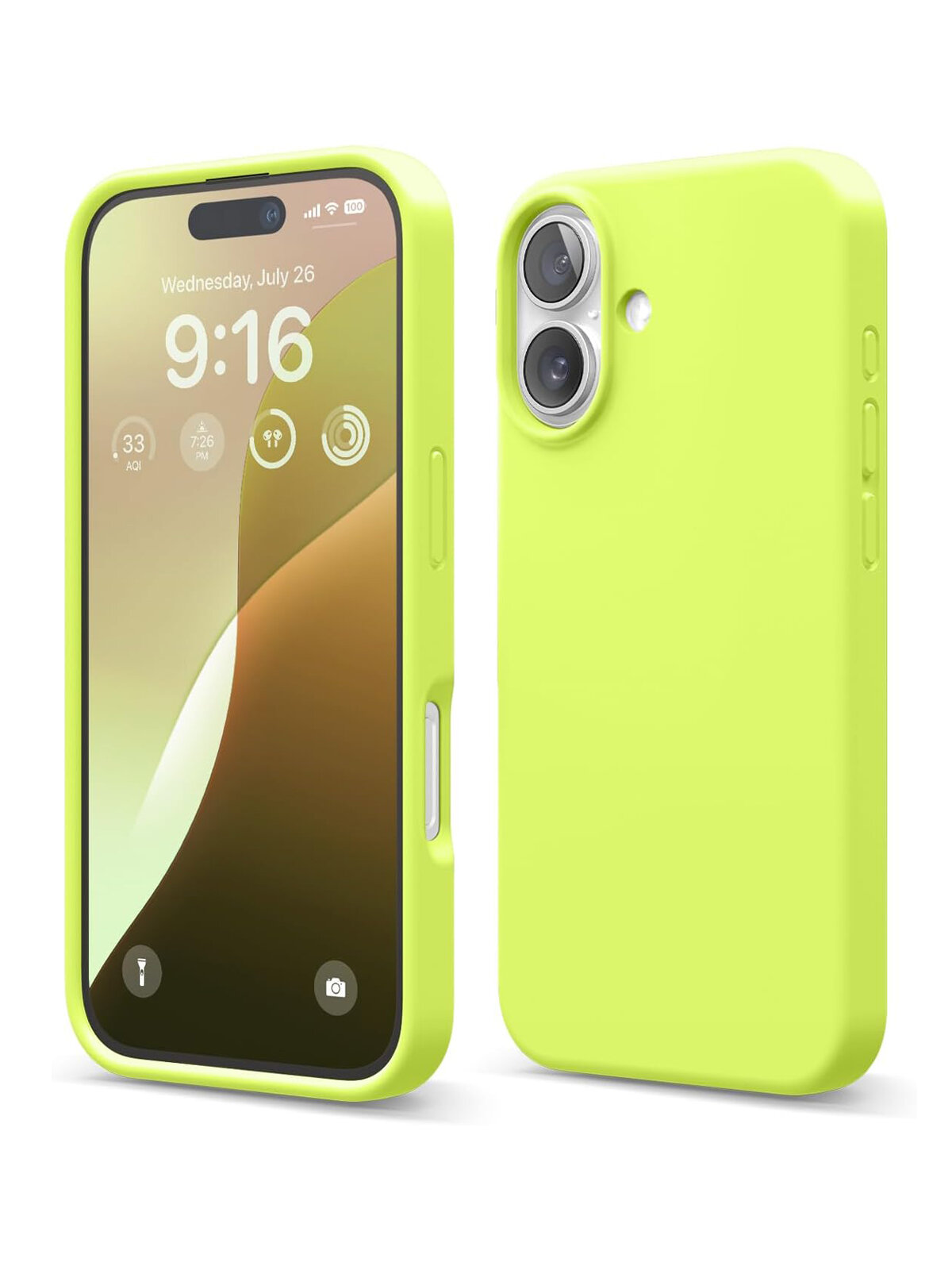 Elago для iPhone 16 чехол Soft silicone (Liquid) Neon Yellow