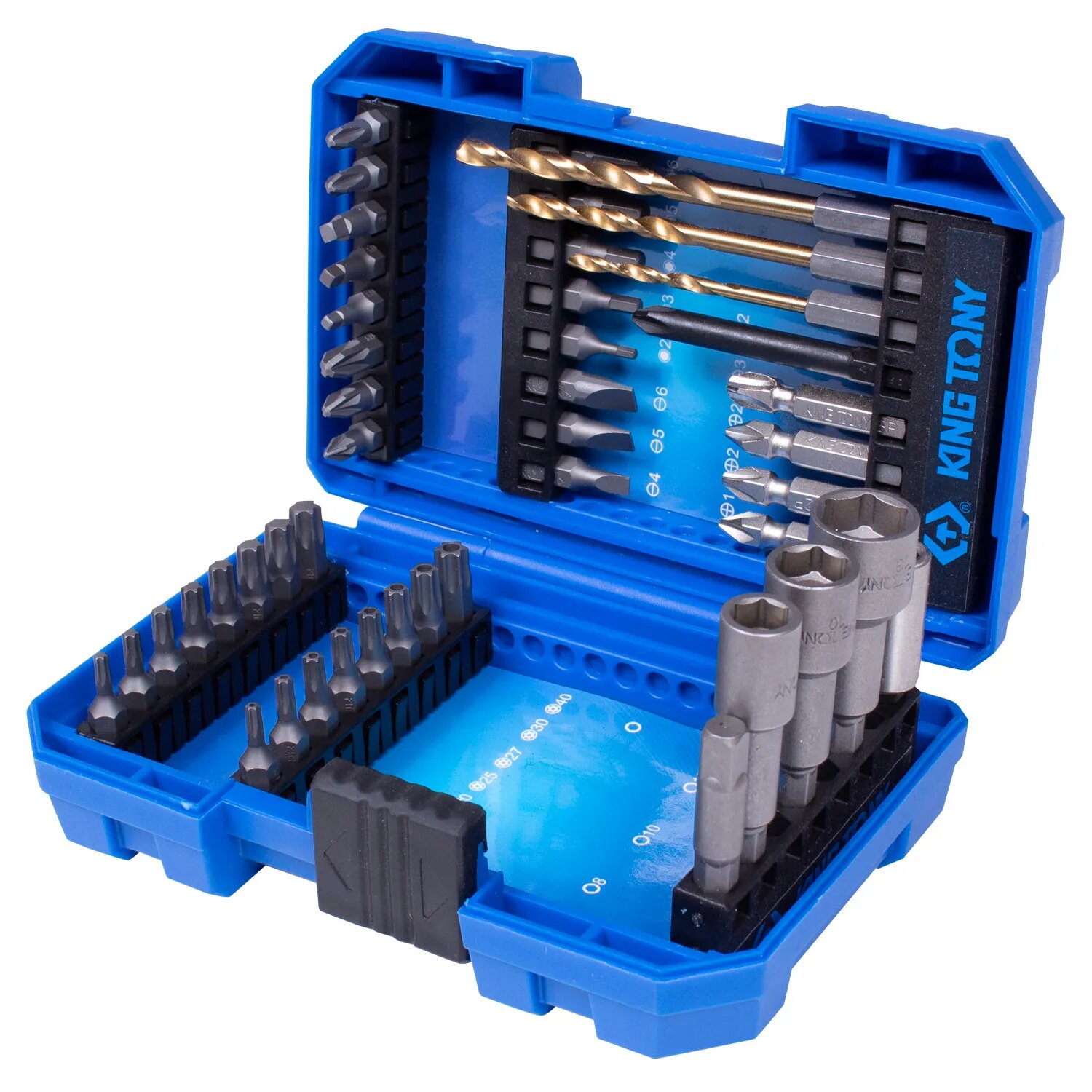 1045MR Набор вставок (бит) 1/4", PH, PZ, Hex, Torx, Slotted, Square, сверла, 45 предметов KING TONY 1045MR