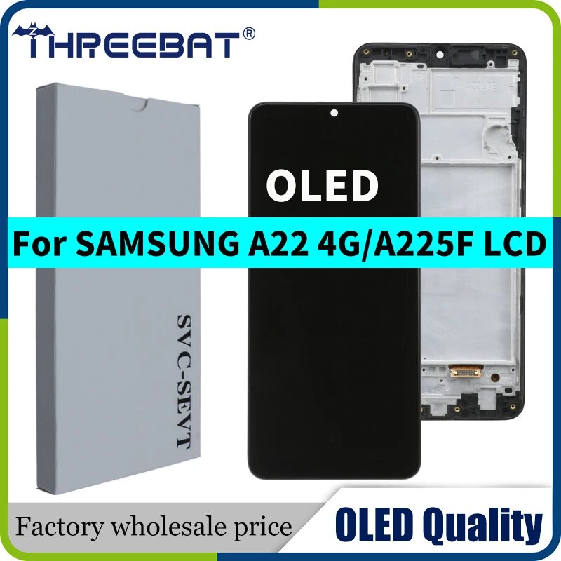 6,4-дюймовый новый OLED-дисплей для Samsung A22 4G A225F A225F/DS A225M, ЖК-дисплей, дигитайзер сенсорного экрана в сборе, замена