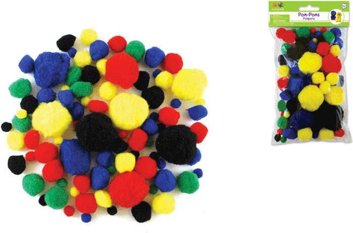Набор разноцветных помпонов ассорти (90 шт.)