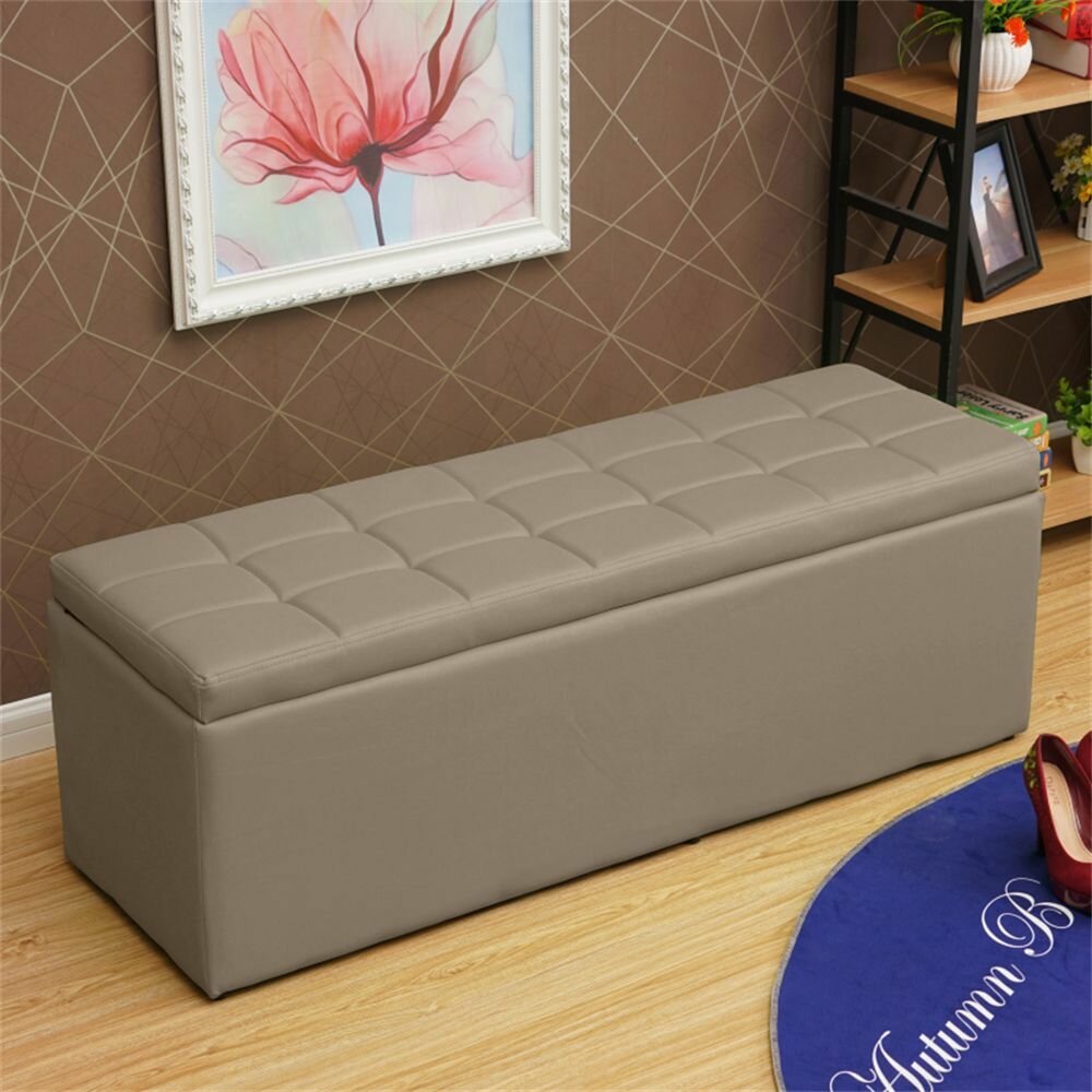 Мягкая скамья с системой хранения, легко чистящаяся кожаная поверхность, 80х40х40 см