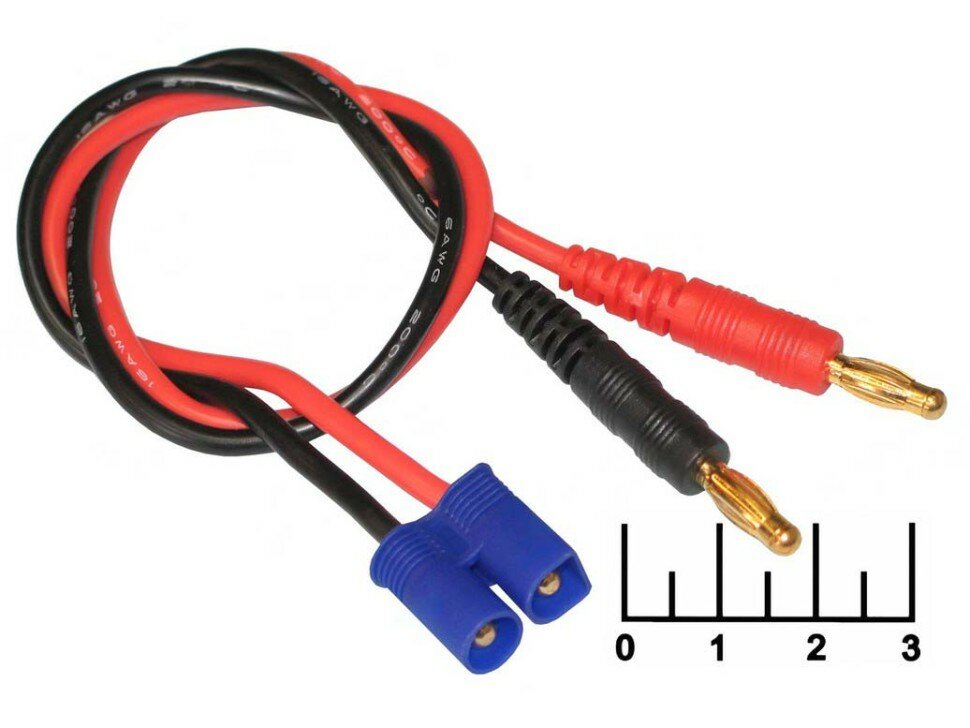 Переходник питания 2pin EC3 штекер/клемма банан 2 штекера 30см