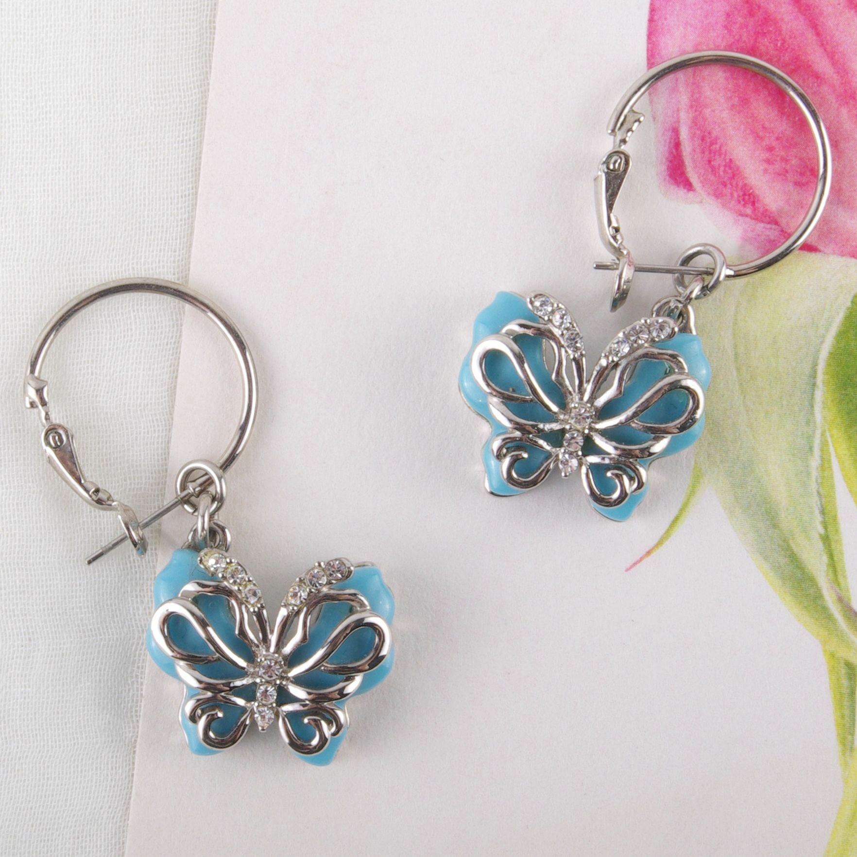 Винтажные серьги "Бабочки". Бижутерный сплав, композитный материал. Франция, вторая половина ХХ века